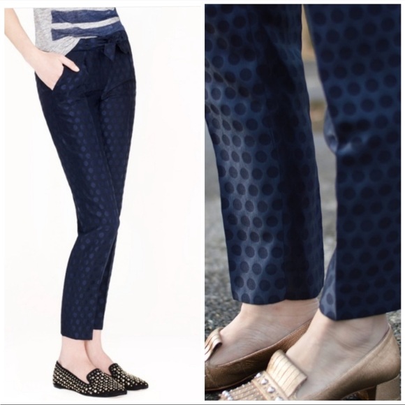 J. Crew | Pants & Jumpsuits | Jcrew Navy Blue Polka Dot City Fit ...